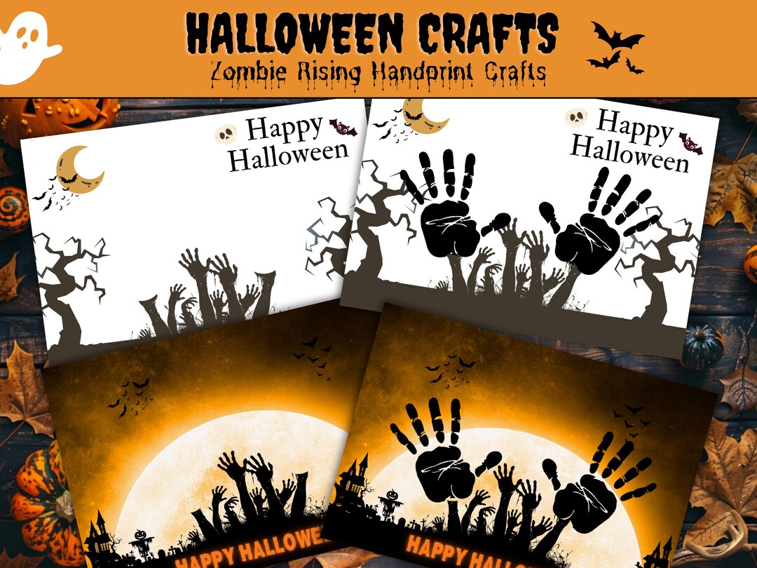Zombie Handprint Halloween Craft – Spooky Art Activity (digital ...