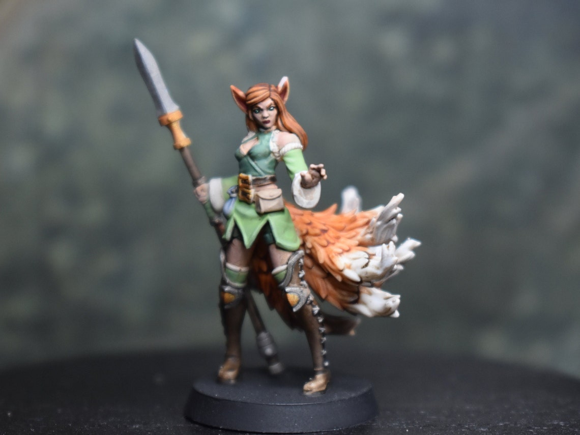 32mm Female Kitsune Fighter Miniature by Galaad Tabletop D&D Fantasy ...