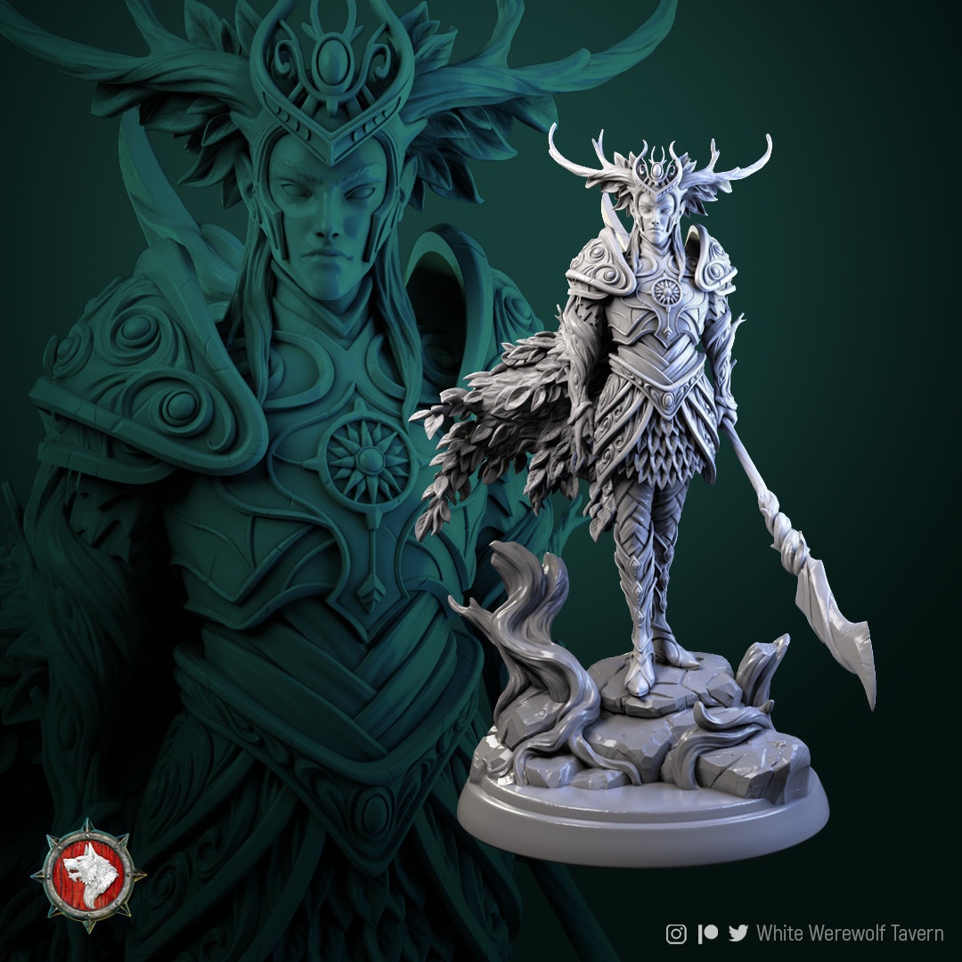 32/75mm Tarniel the Wood Elf King by White Werewolf Tavern Tabletop D&D ...