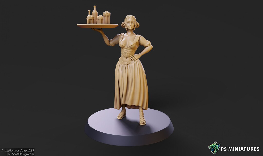 32mm Elf Barmaid by Paul Scott Miniatures Tabletop D&D Fantasy Resin ...