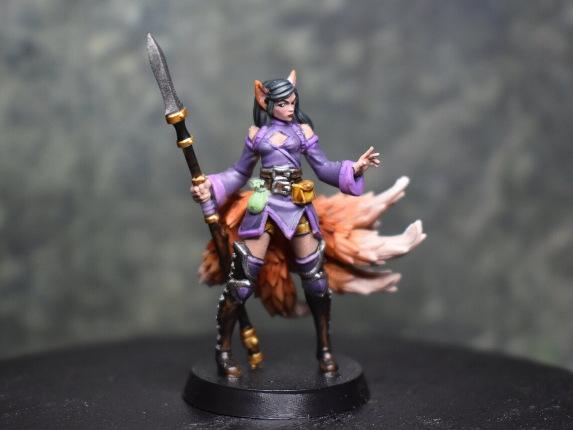 32mm Female Kitsune Fighter Miniature by Galaad Tabletop D&D Fantasy ...