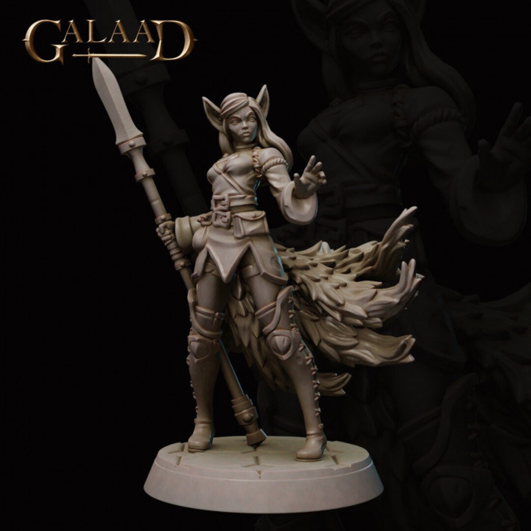 32mm Female Kitsune Fighter Miniature by Galaad Tabletop D&D Fantasy ...