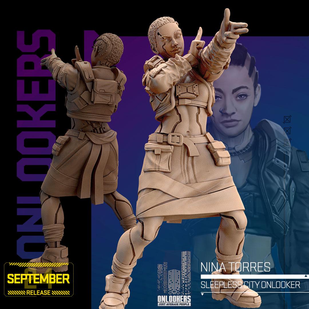32mm Cyberpunk Nina Torres by Unit 9 Tabletop Pathfinder Fantasy ...
