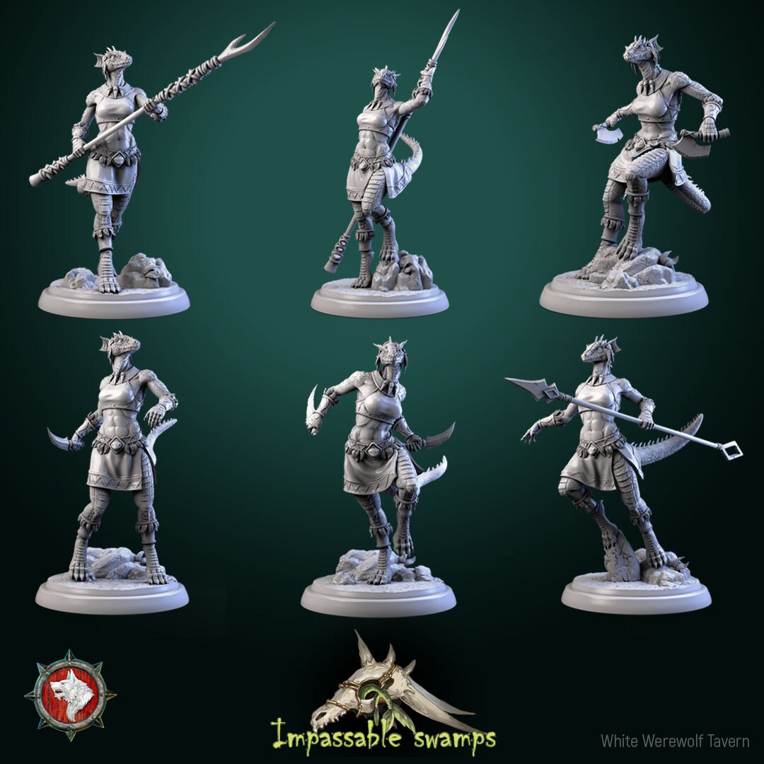 32mm Female Lizardfolk Fighters by White Werewolf Tavern Choose Your ...