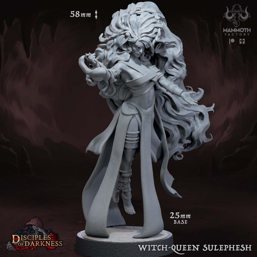32mm Witch Queen Miniature by Mammoth Factory Tabletop D&D Fantasy ...