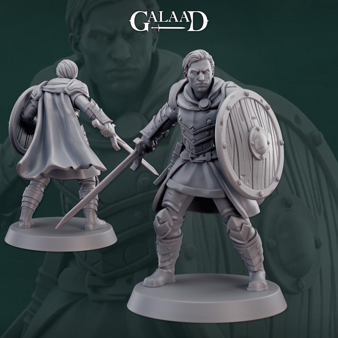 32mm Human Male Fighter Miniature by Galaad Tabletop D&D Fantasy Resin ...