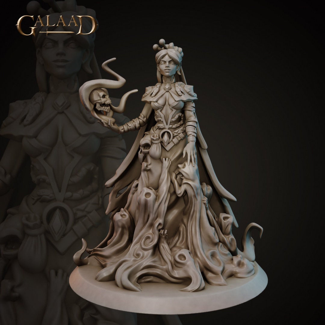 32mm Female Necromancer Miniature by Galaad Tabletop D&D Fantasy Resin ...