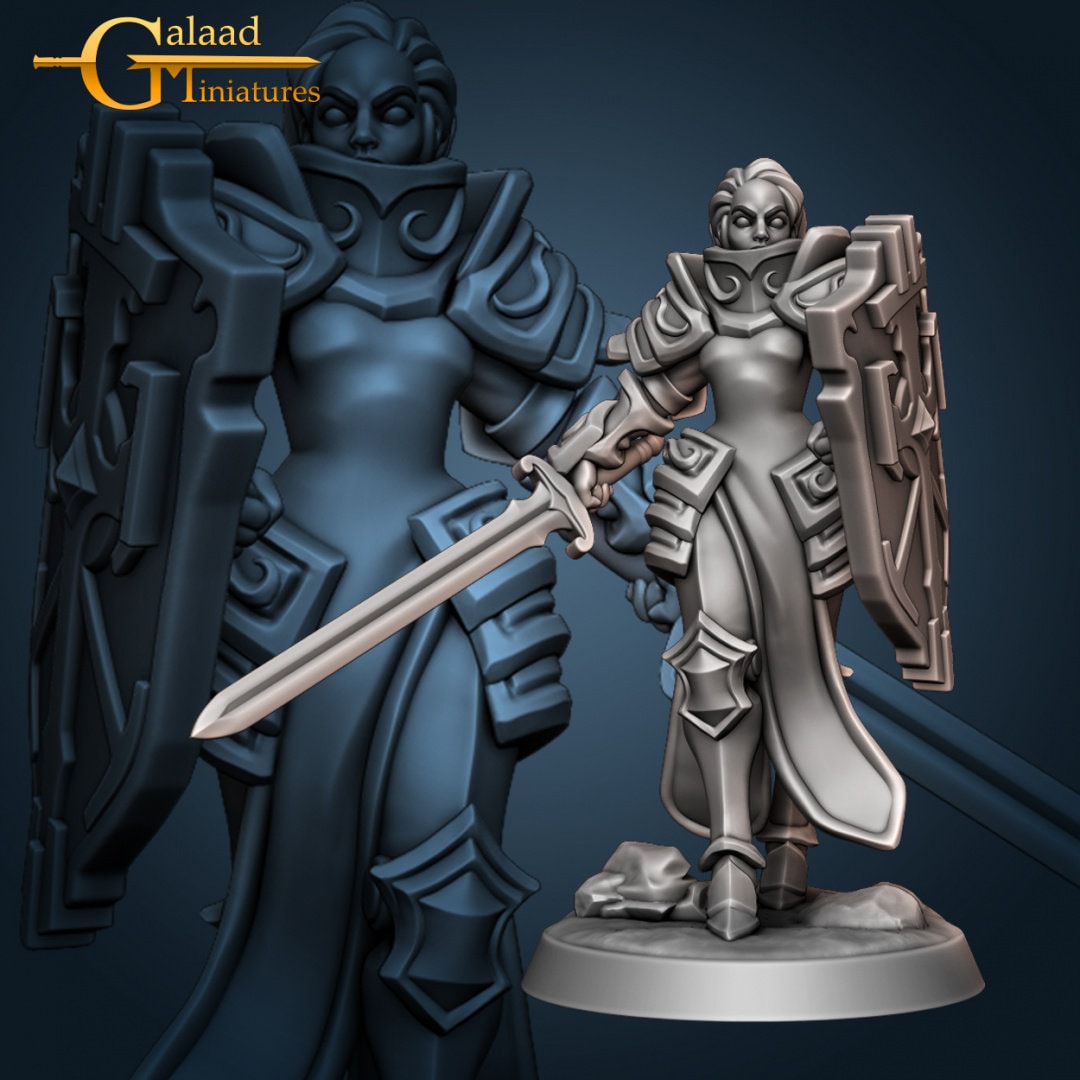 32mm Female Paladin Miniature by Galaad Tabletop D&D Fantasy Resin ...