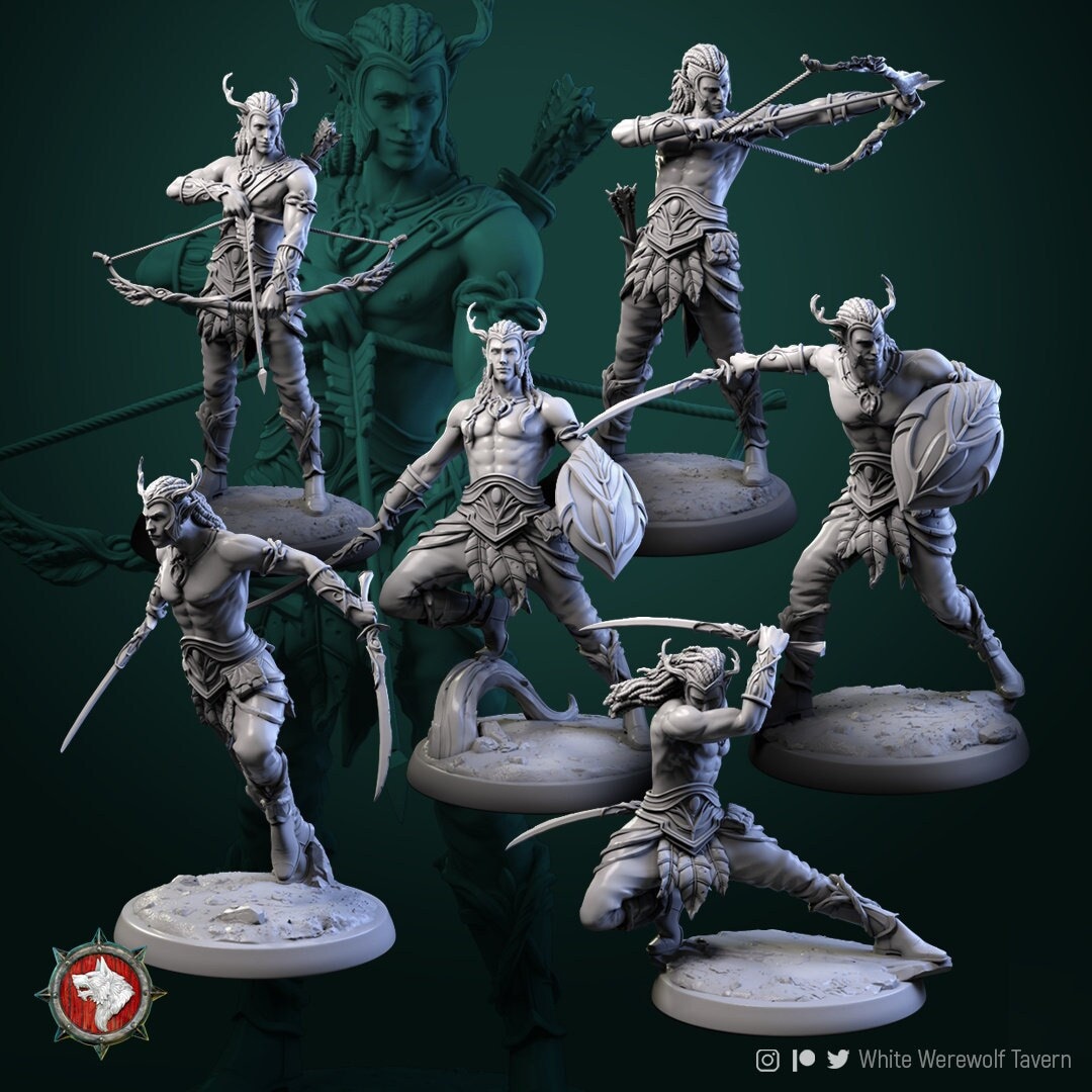 32mm Male Wood Elf by White Werewolf Tavern Choose Your Figure Tabletop ...