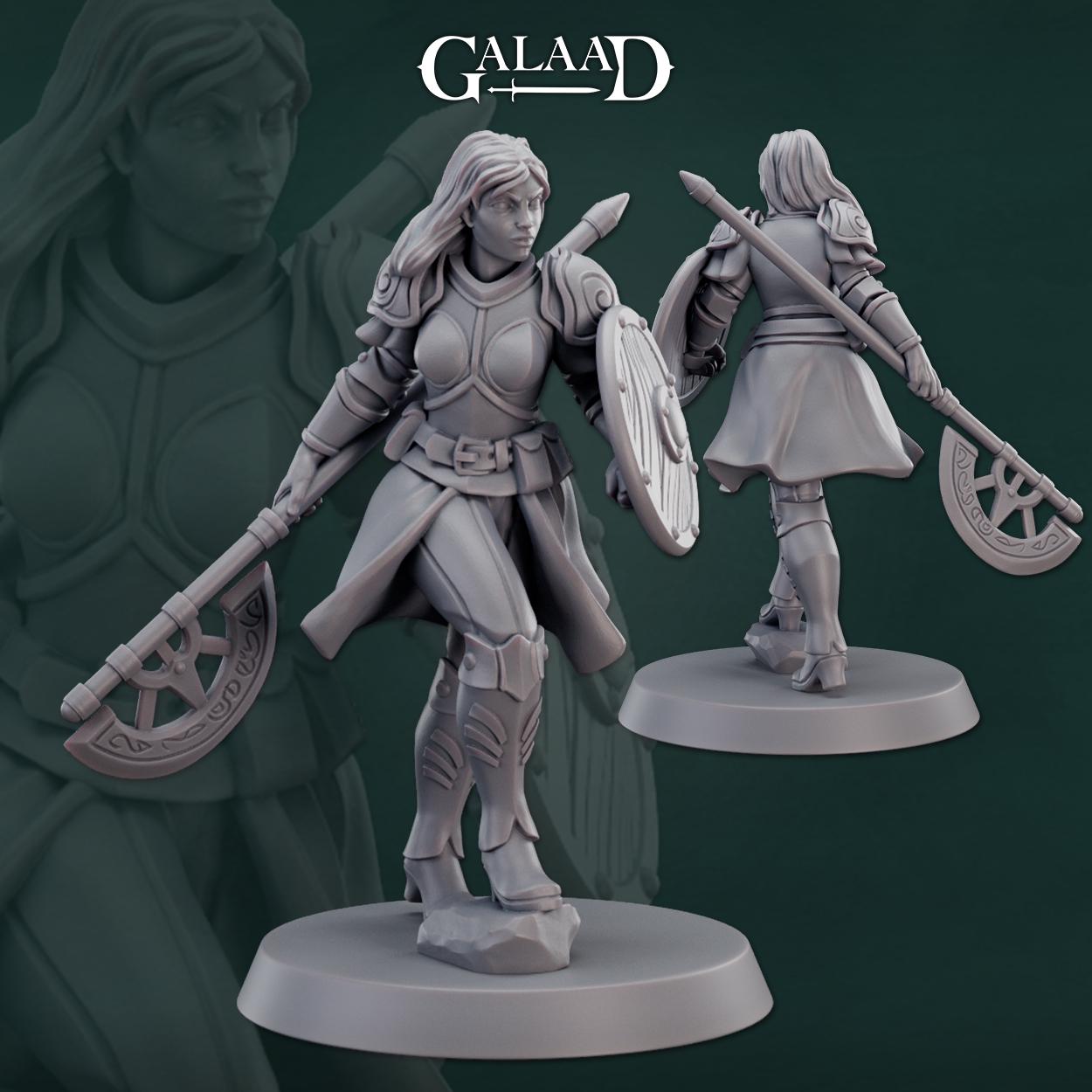 32mm Female Knight Fighter Miniature by Galaad Tabletop D&D Fantasy ...