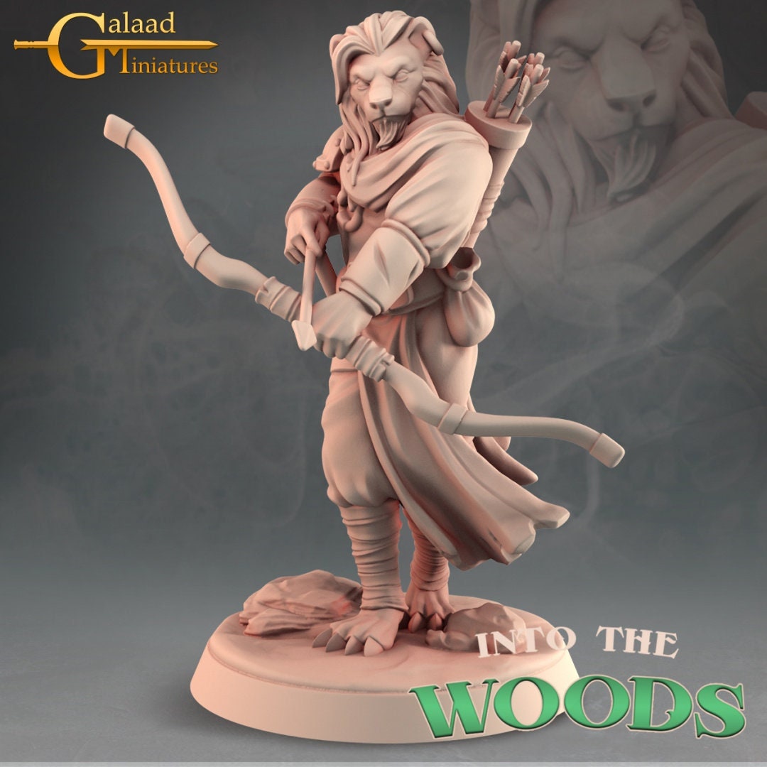 32mm Male Leonin Hunter by Galaad Tabletop D&D Fantasy Resin Printed - Etsy