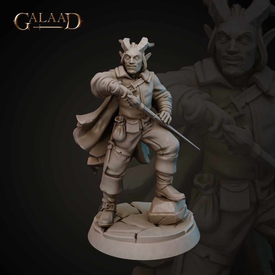 32mm Male Tiefling Duelist Miniature by Galaad Tabletop D&D Fantasy ...