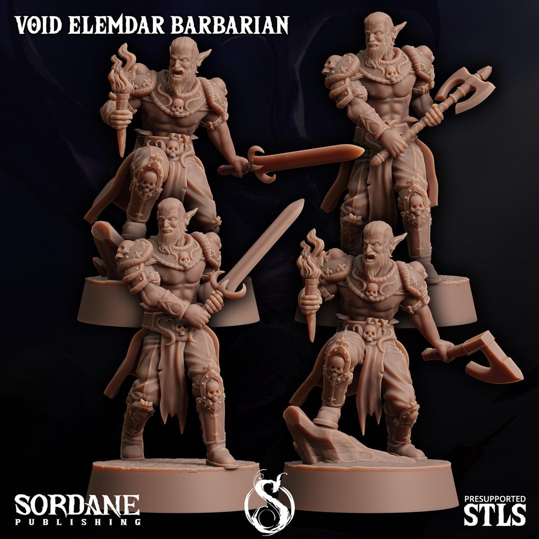 32mm Void Elf Barbarian Miniature by Sordane/arcane Minis Tabletop D&D ...