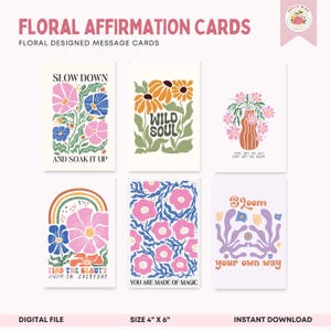 Floral Affirmation Card Quote Positivity Printable Card Mental Health ...