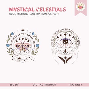 Boho Mystical Celestials SVG Sublimation Clipart Boho Bundle Magic and ...