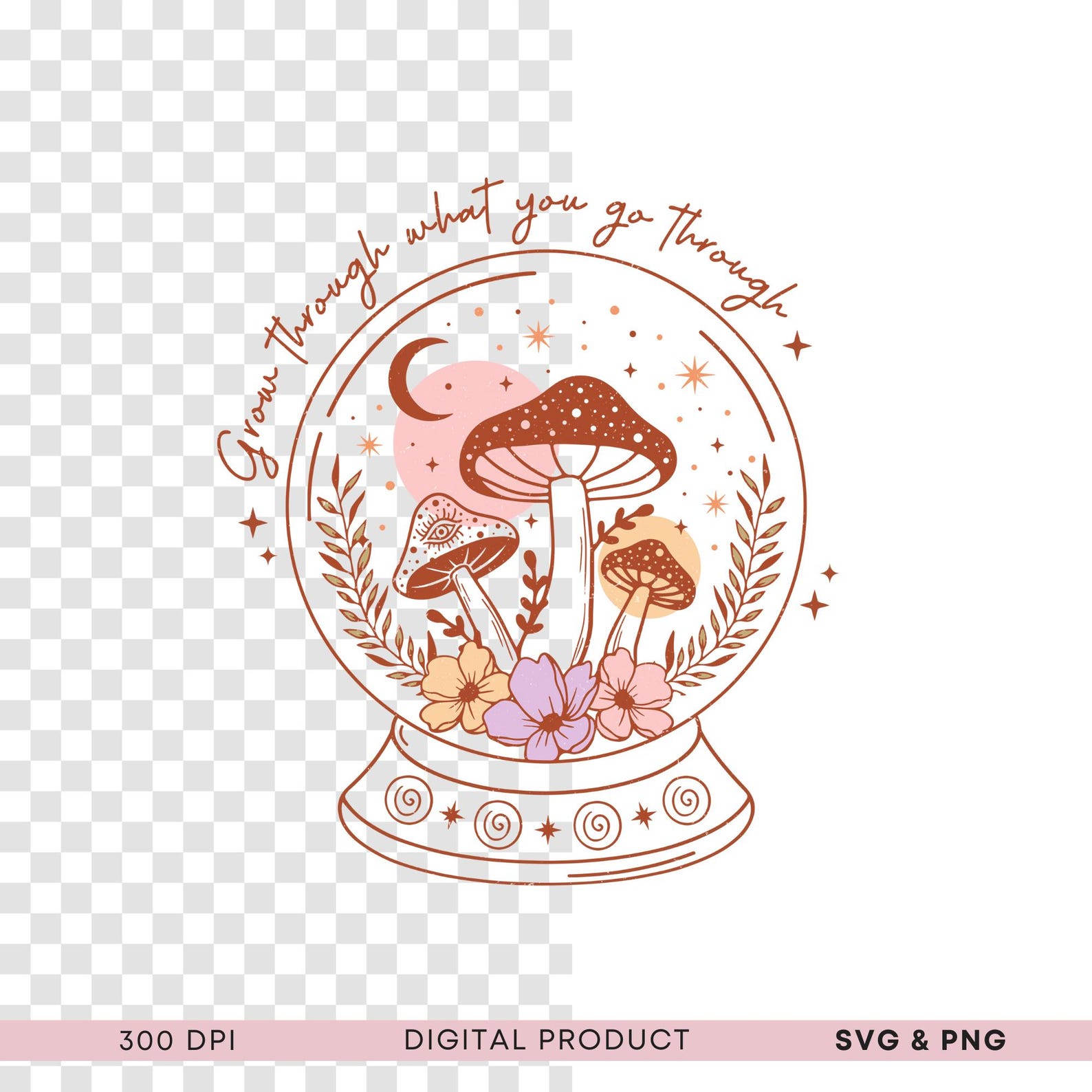 Boho Mystical Clipart Celestial PNG Bundle Spiritual Witchy Graphics ...