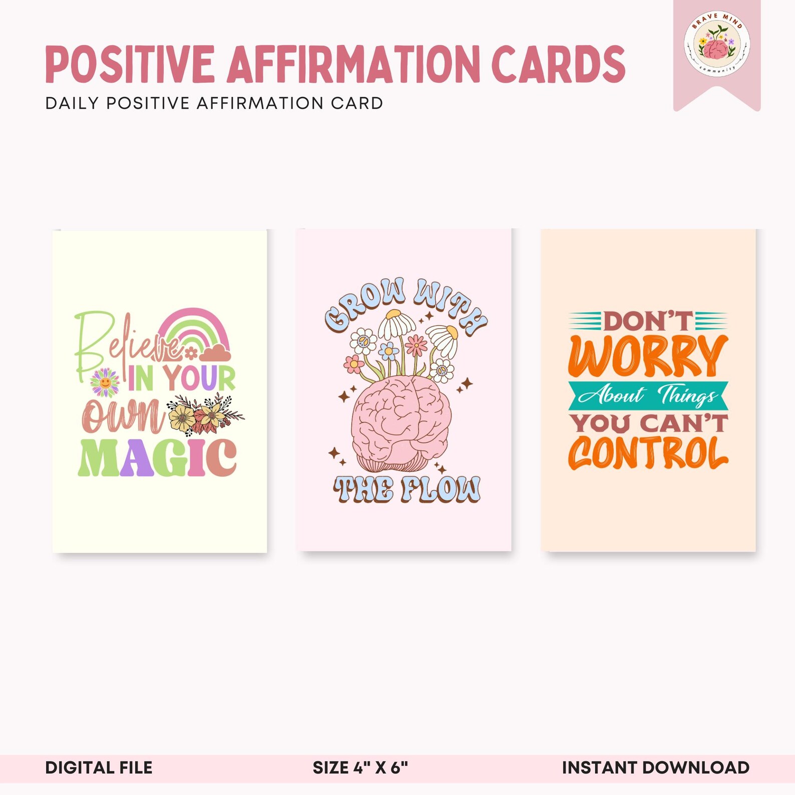 Positive Affirmation Card Mental Health Card Positivity Printable Card ...