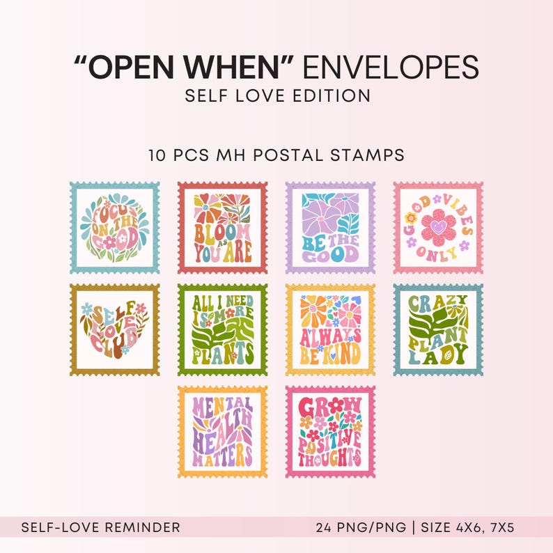 Self Care Open When Envelope Label Editable Canva Template With Free ...