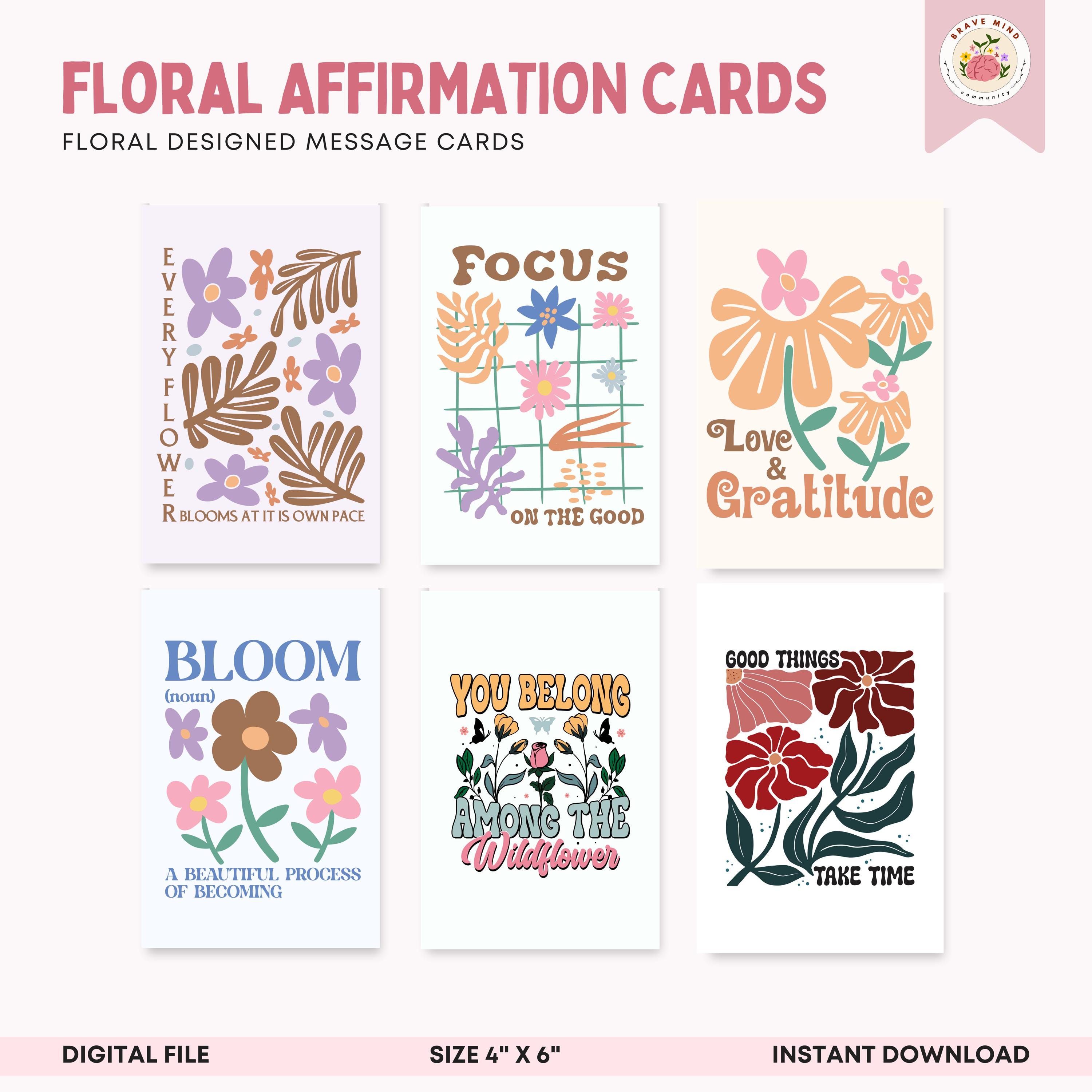 Floral Affirmation Card Quote Positivity Printable Card Mental Health ...
