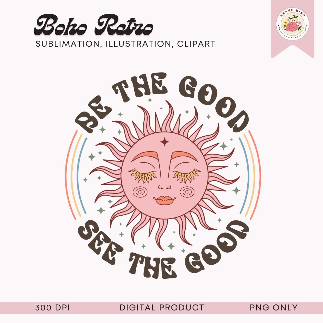 Retro Boho Affirmations PNG Clipart Illustration Groovy Clipart ...