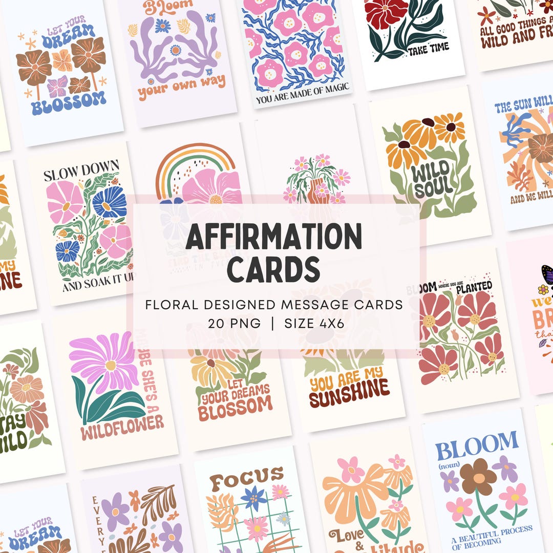 Floral Affirmation Card Quote Positivity Printable Card Mental Health ...