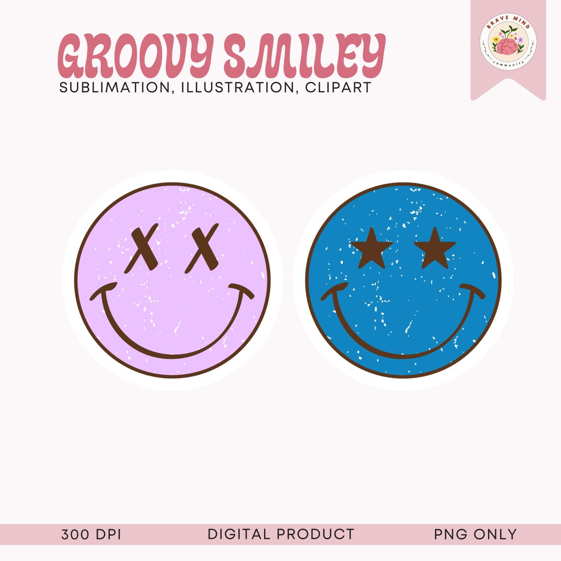 Retro Groovy Smiley ClipArt Hippie PNG Retro SVG geschnitten Datei ...