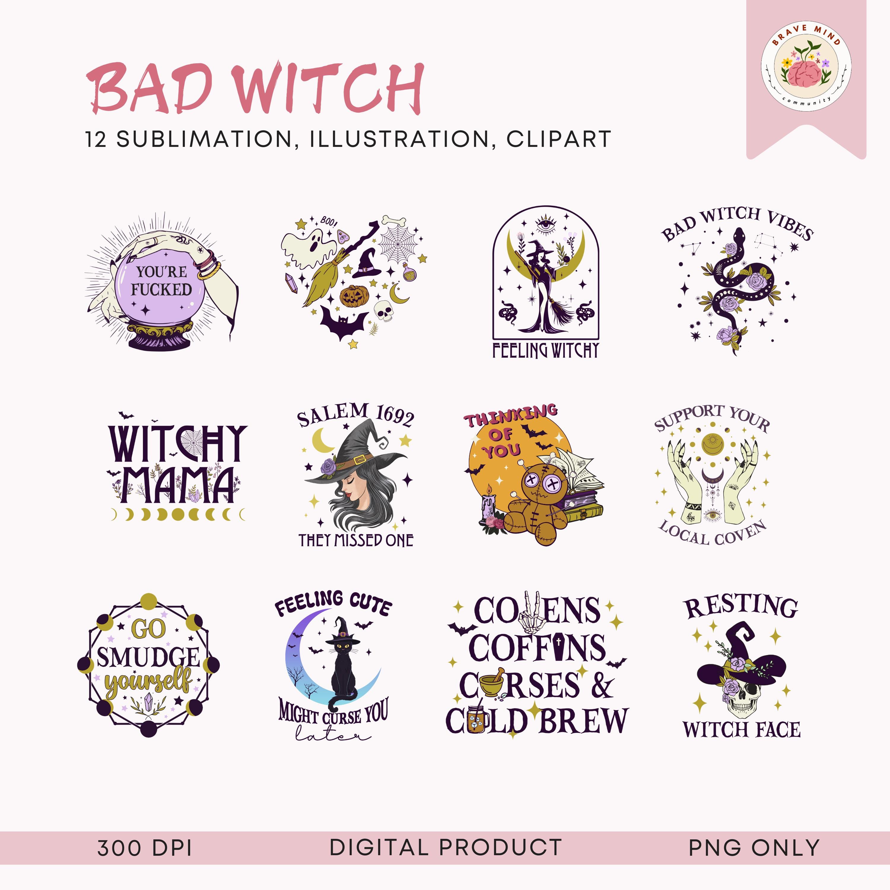 Funny Witches Clip Art Spooky Season SVG Salem Witch Mama Halloween ...
