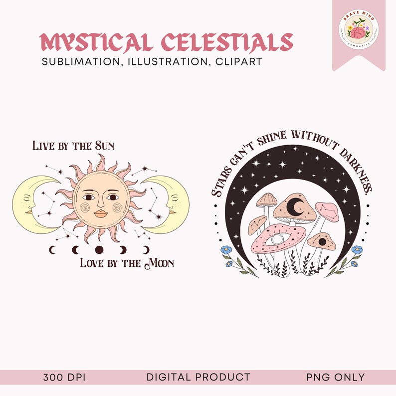 Boho Mystical Celestials SVG Sublimation Clipart Boho Bundle Magic and ...