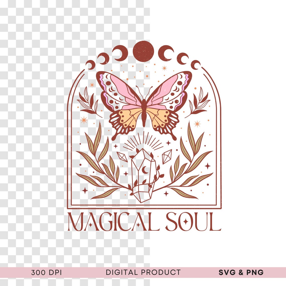 Boho Mystical Clipart Celestial PNG Bundle Spiritual Witchy Graphics ...