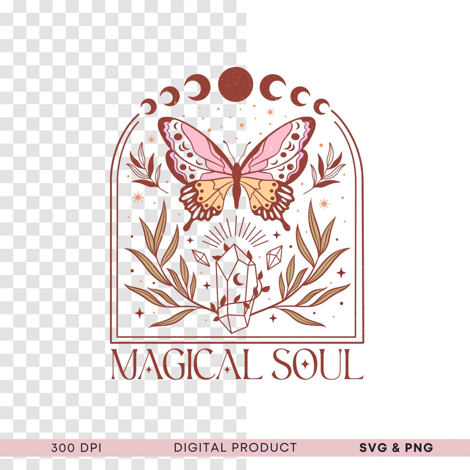 Boho Mystical Clipart Celestial PNG Bundle Spiritual Witchy Graphics ...