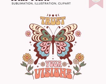 Retro Boho Affirmations PNG Clipart Illustration Groovy Clipart ...