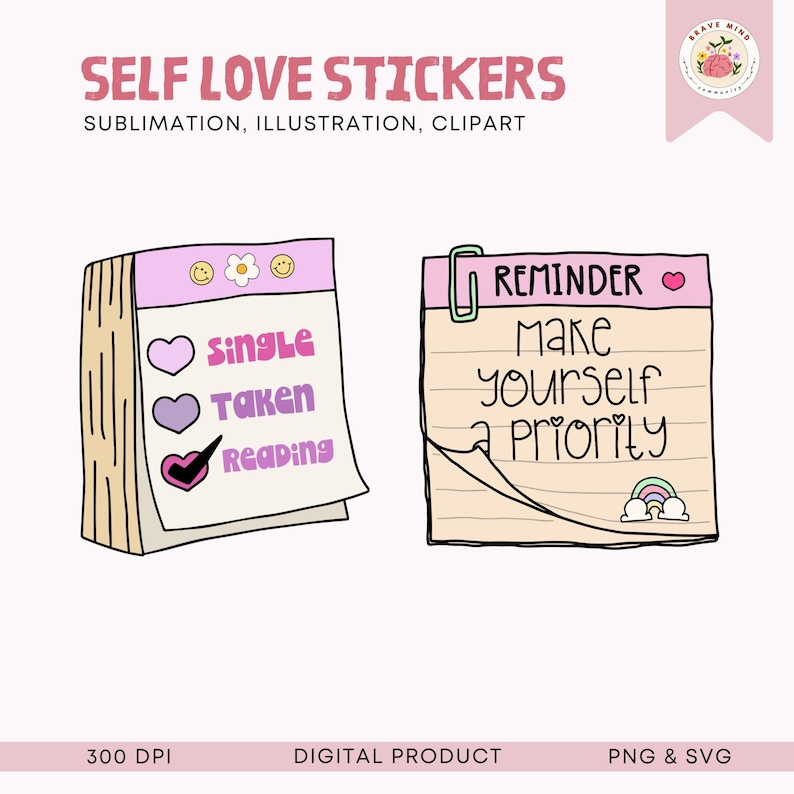 Self Love Affirmation Sublimation SVG PNG Clipart Bundle Affirmation ...