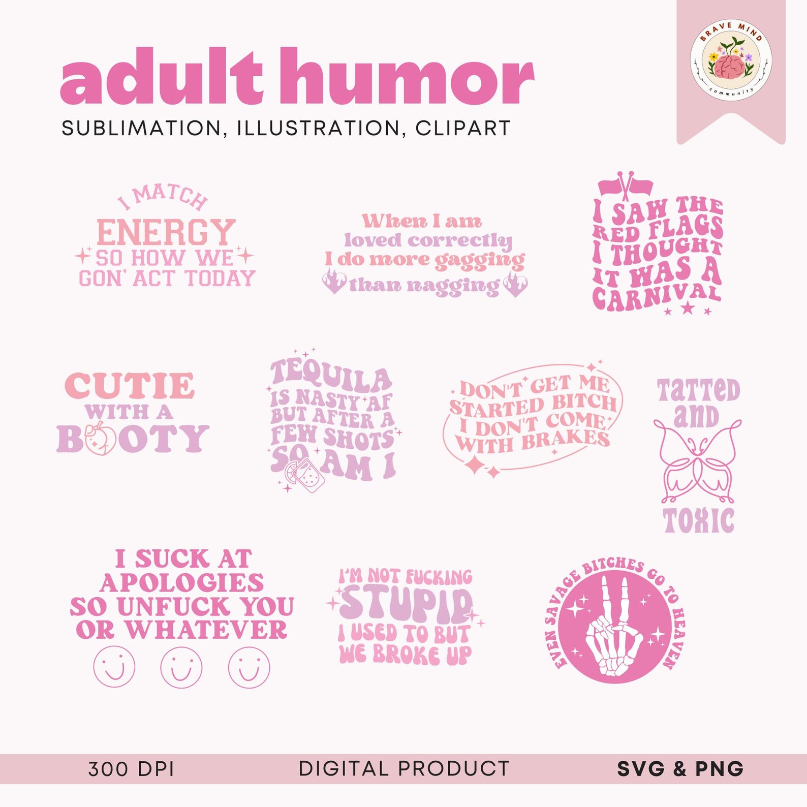 Adult Humor SVG Bundle Funny Sarcastic Quotes SVG Files for Cricut ...