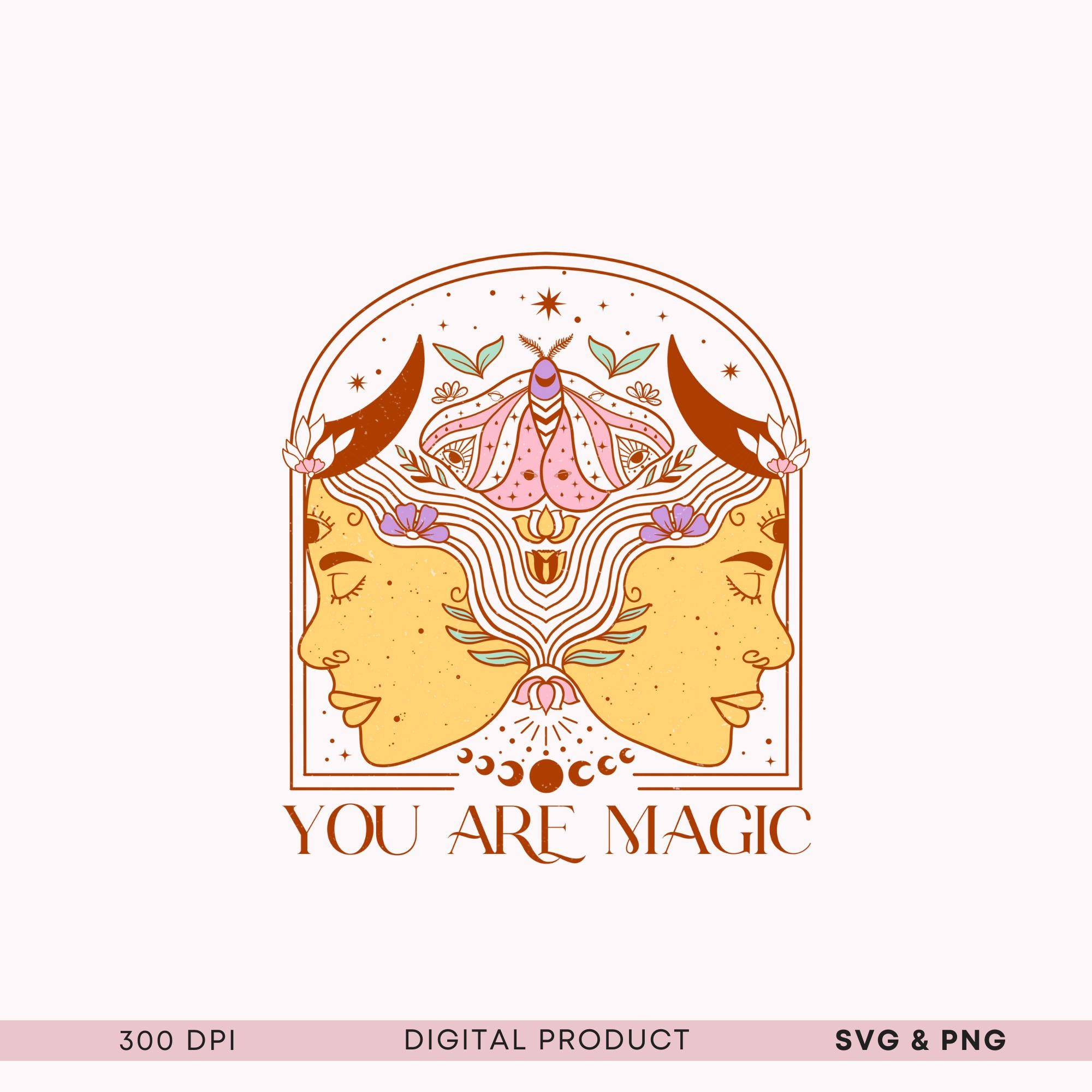 Boho Mystical Clipart Celestial PNG Bundle Spiritual Witchy Graphics ...