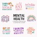 Mental Health Clipart Illustration Bundle Positive Quotation for POD ...