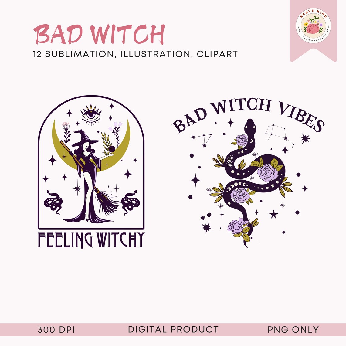 Funny Witches Clip Art Spooky Season SVG Salem Witch Mama Halloween ...