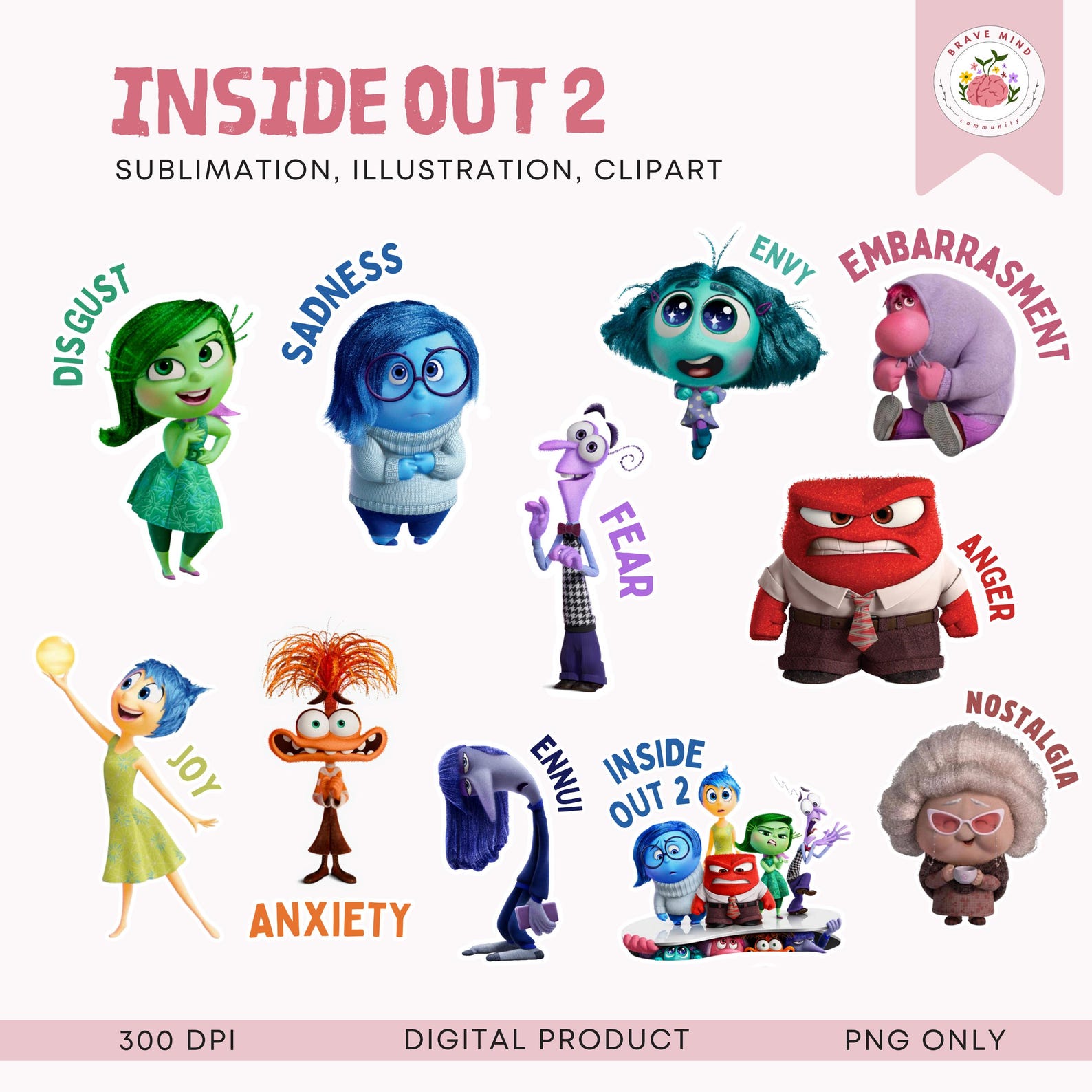 Inside Out 2 PNG Bundle Inside Out 2 Download Inside Out PNG Anger Joy ...
