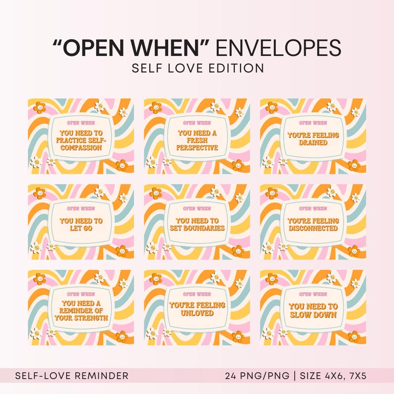 Self Care Open When Envelope Label Editable Canva Template With Free ...