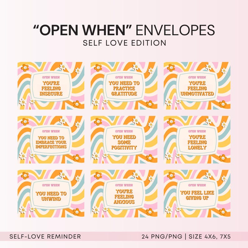 Self Care Open When Envelope Label Editable Canva Template With Free ...