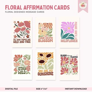 Floral Affirmation Card Quote Positivity Printable Card Mental Health ...