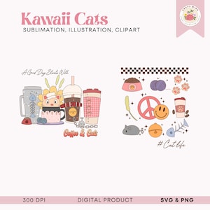 Kawaii Cats PNG Cat Clipart Cat Clip Art Cat SVG Kittens Clipart Black ...