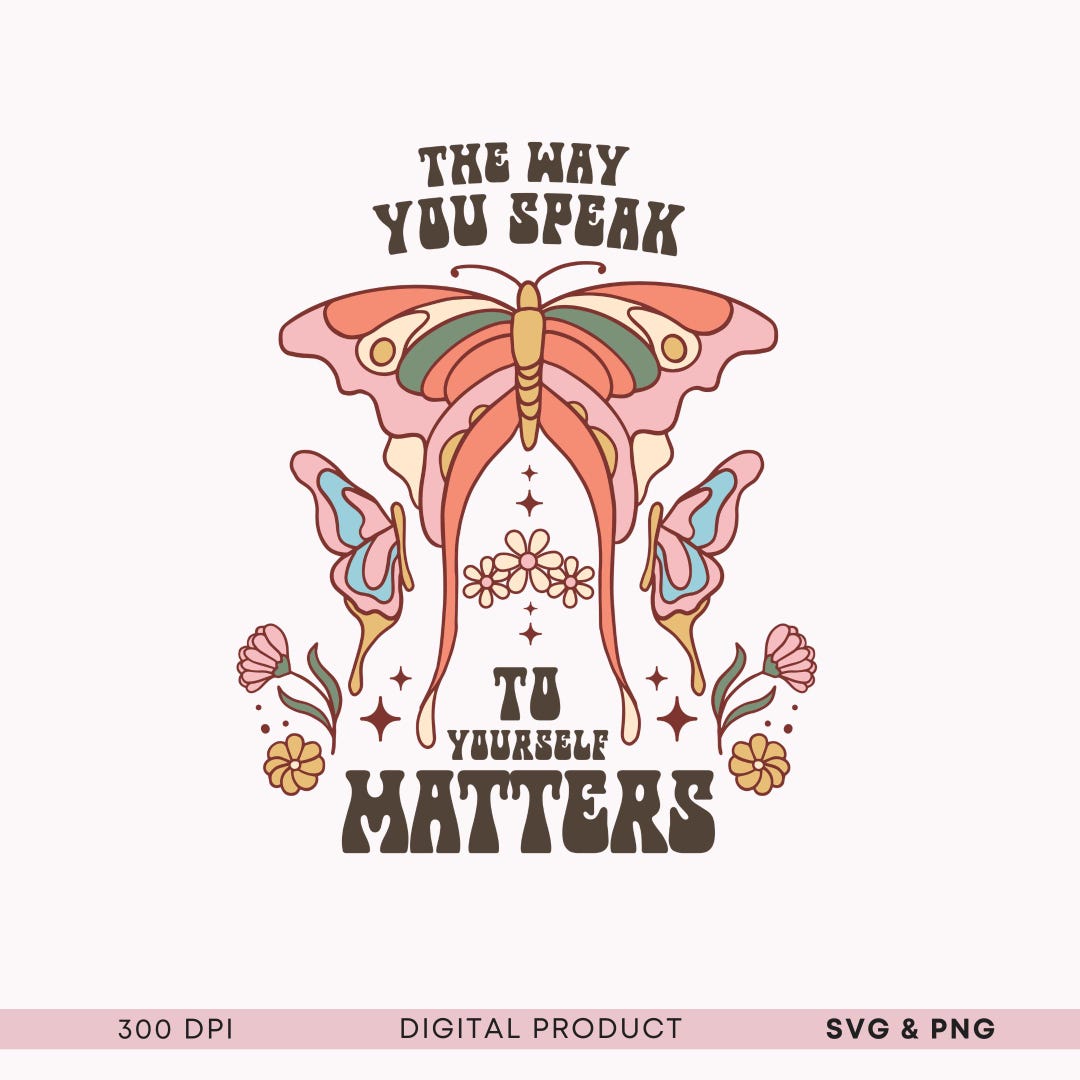Butterfly SVG Retro Boho Affirmations PNG Clipart Illustration Groovy ...
