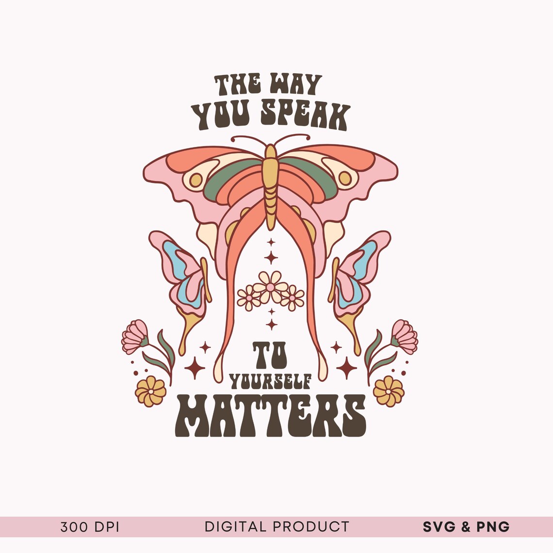 Butterfly SVG Retro Boho Affirmations PNG Clipart Illustration Groovy ...