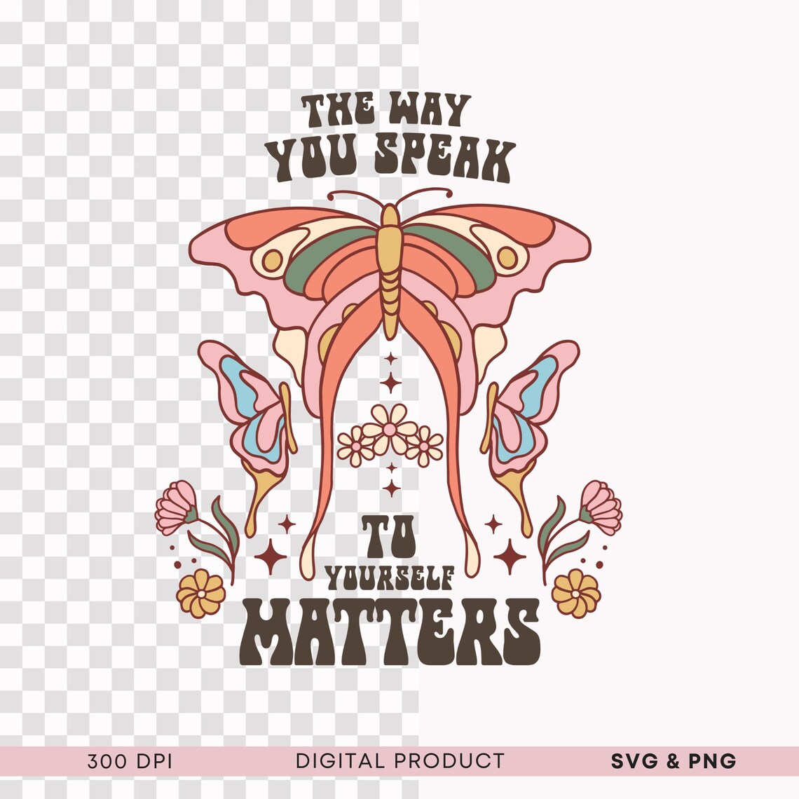 Butterfly SVG Retro Boho Affirmations PNG Clipart Illustration Groovy ...