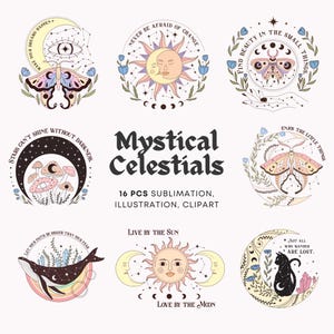 Boho Mystical Celestials SVG Sublimation Clipart Boho Bundle Magic and ...