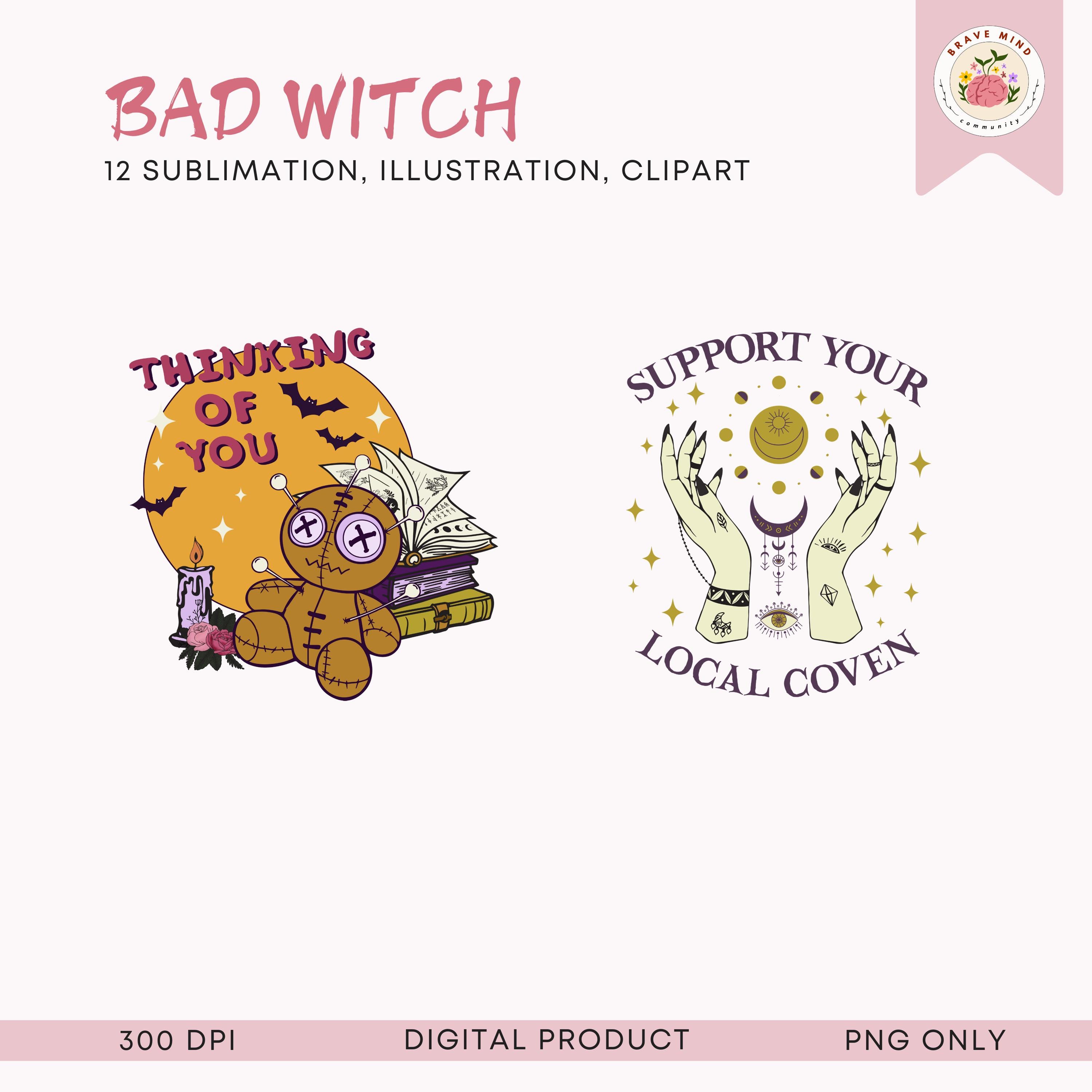 Funny Witches Clip Art Spooky Season SVG Salem Witch Mama Halloween ...