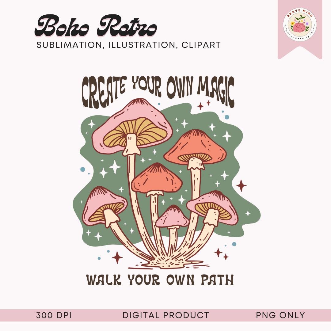 Retro Boho Affirmations PNG Clipart Illustration Groovy Clipart ...