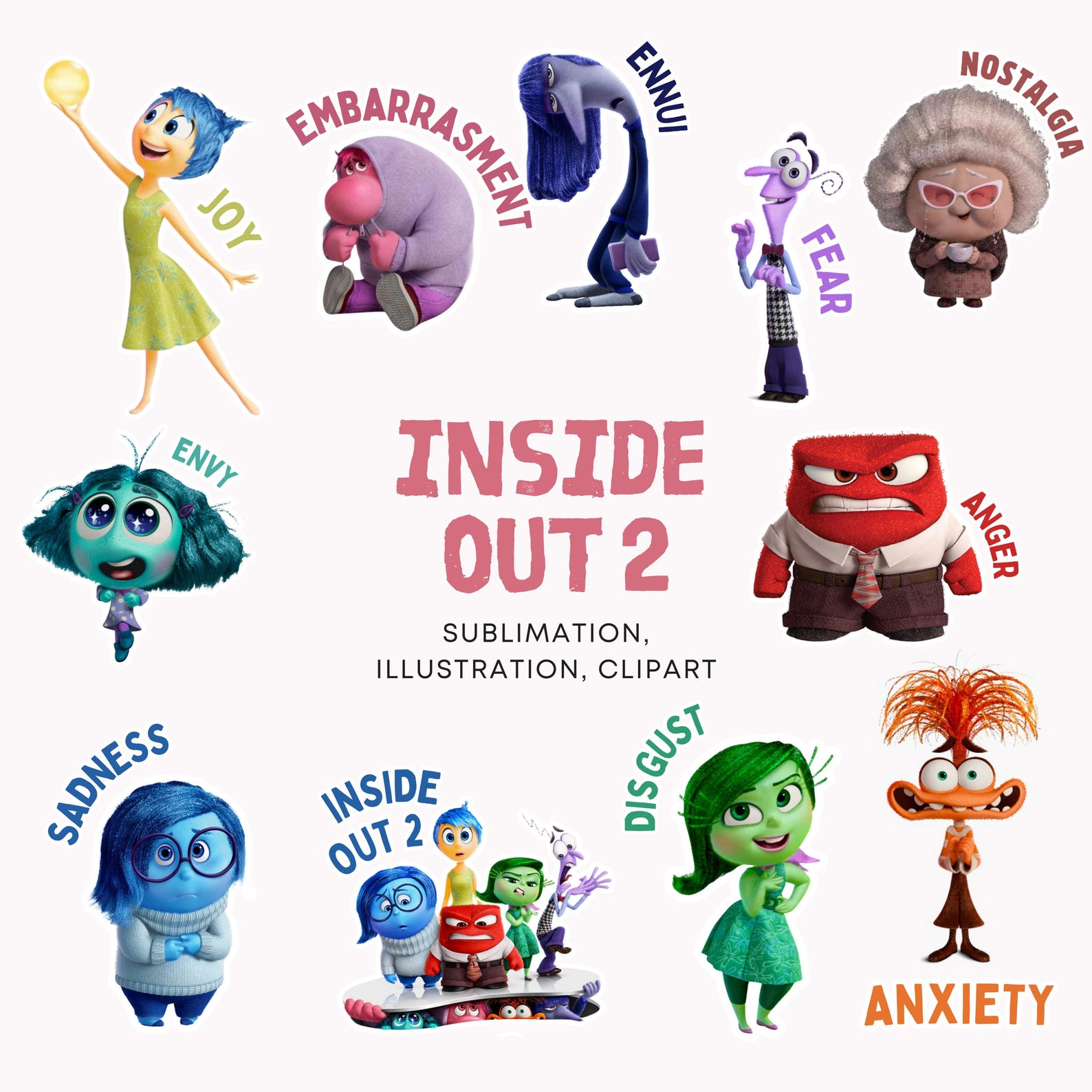 Inside Out 2 PNG Bundle Inside Out 2 Download Inside Out PNG Anger Joy ...