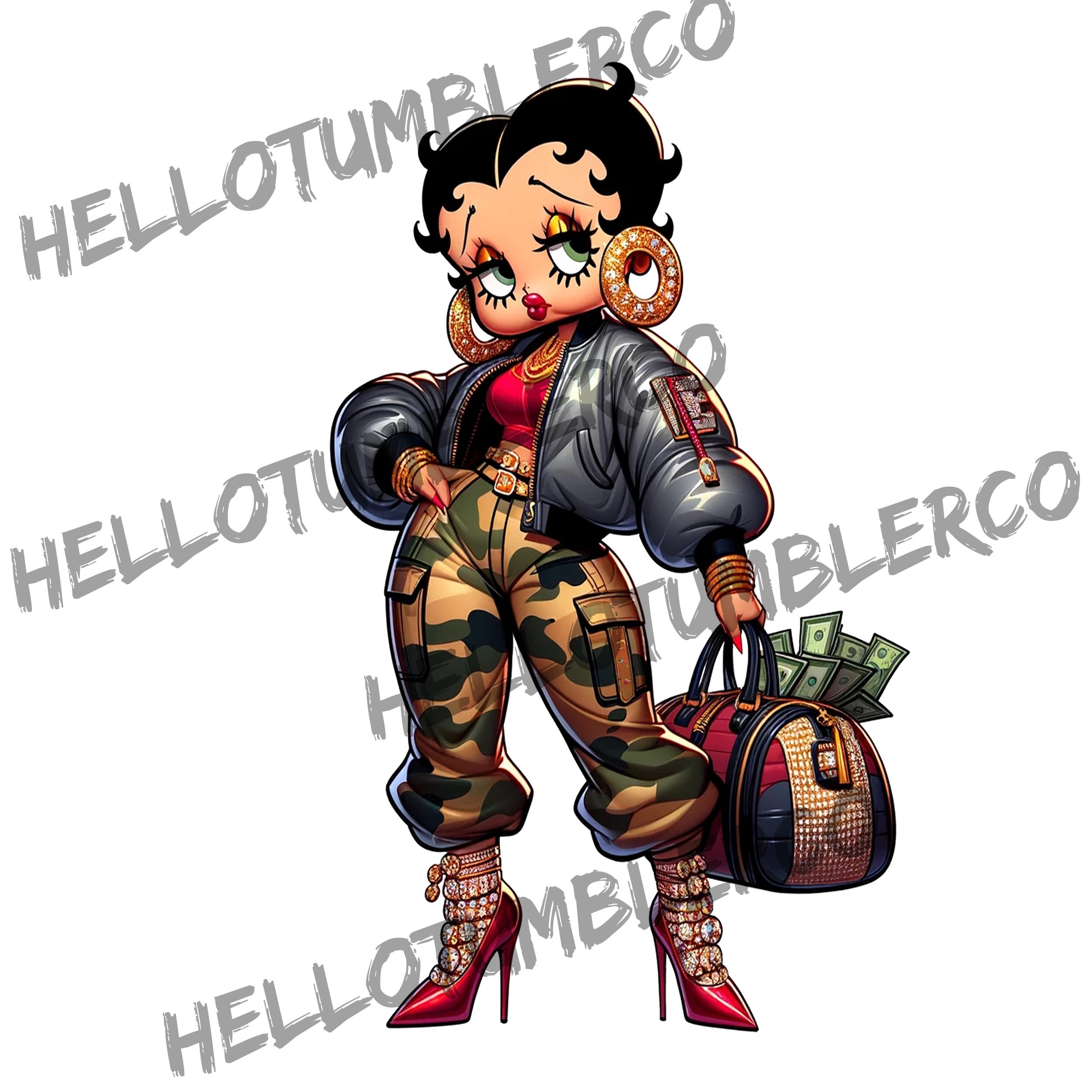 Betty Boop Military PNG: Black Girl American Flag Design (digital ...