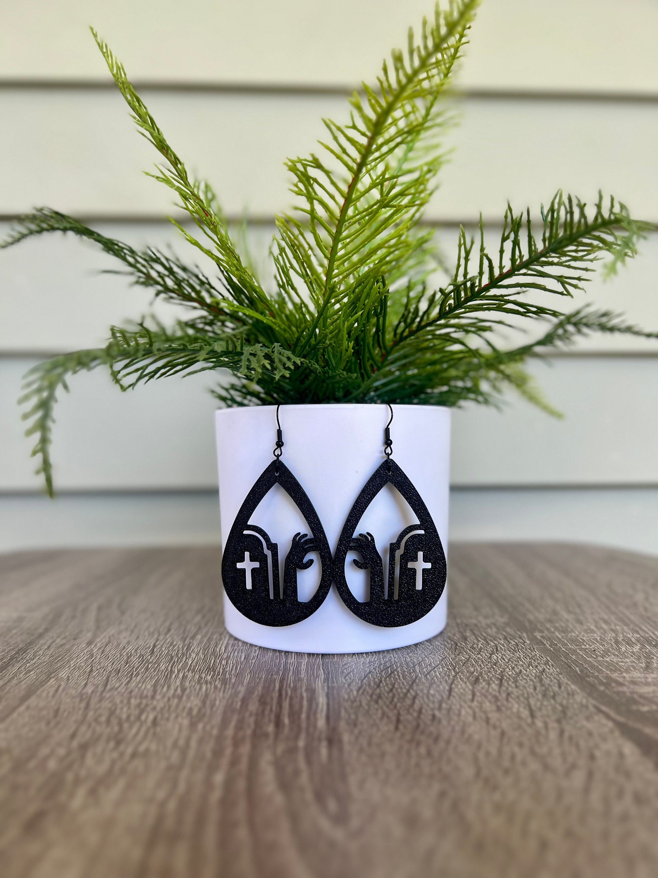 Zombie Hand 3D Printed Earrings Gravestone Teardrop Earrings Unique ...